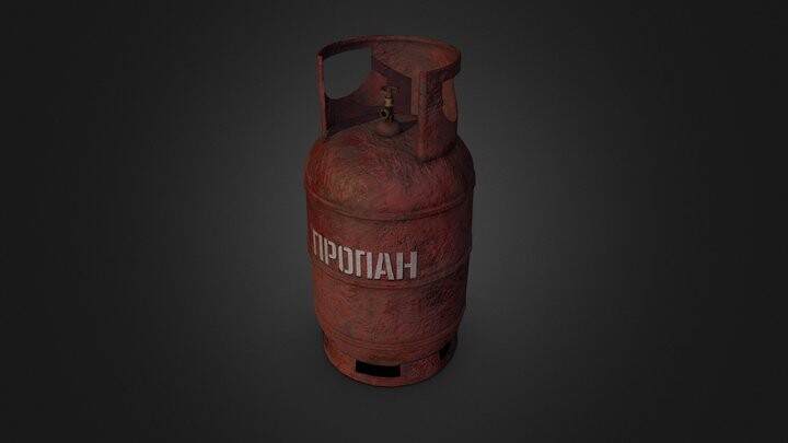 ArtStation - Rusty Red Soviet Propane Tank - 3D Props