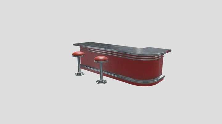 ArtStation - Retro Diner Counter Set