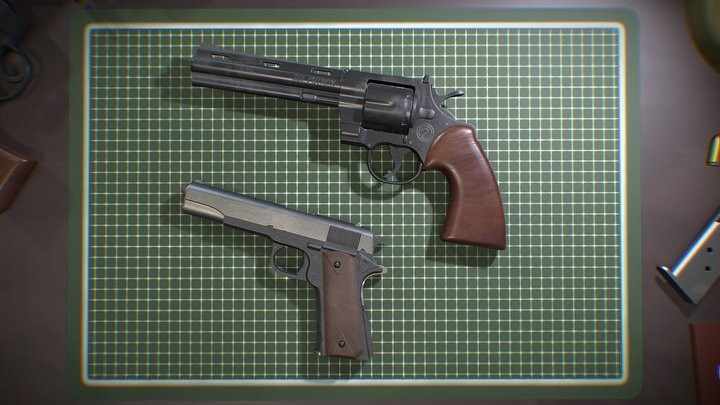 ArtStation - Cold war pistols