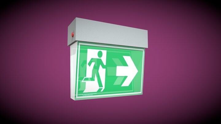 ArtStation - Ceiling Exit Light Asset