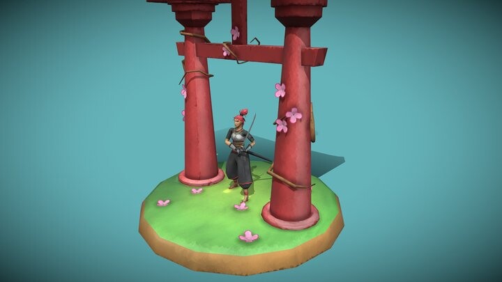 ArtStation - Low Poly Female Samurai Sketchfab