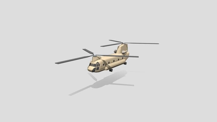 chroma 3D - Low Poly Cartoon Boeing CH-47 Chinook Helicopter