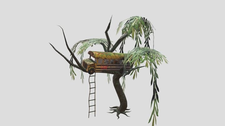 ArtStation - School Bus Stuck in Tree