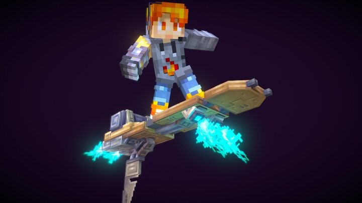 ArtStation - BlockBench "Steampunk flying skateboard"