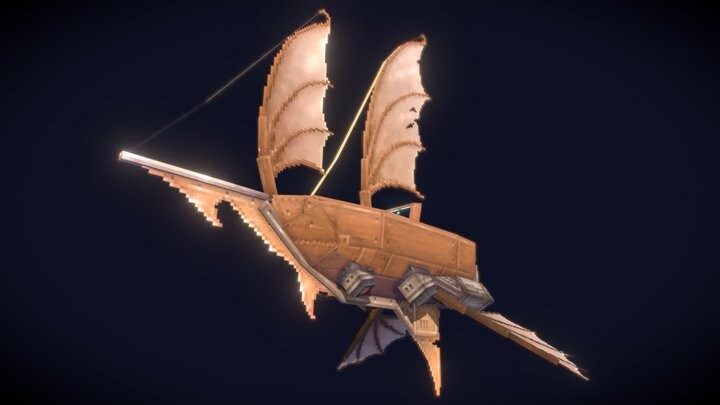 ArtStation - BlockBench steampunk flying ship for Minecraft
