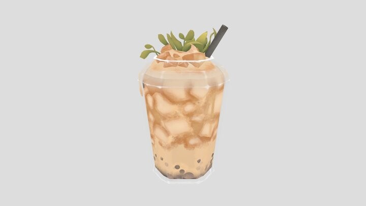 ArtStation - Stylized Handpainted Bubble Tea - Texturing Practice