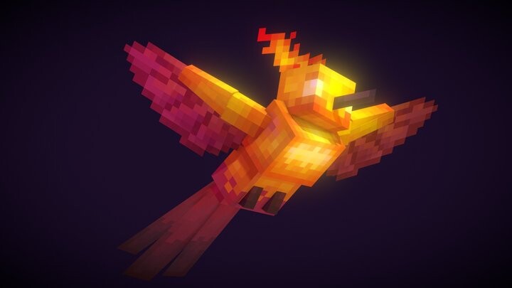 ArtStation - Bobicraft "Igniter" Fire hummingbird BlockBench 3D Model