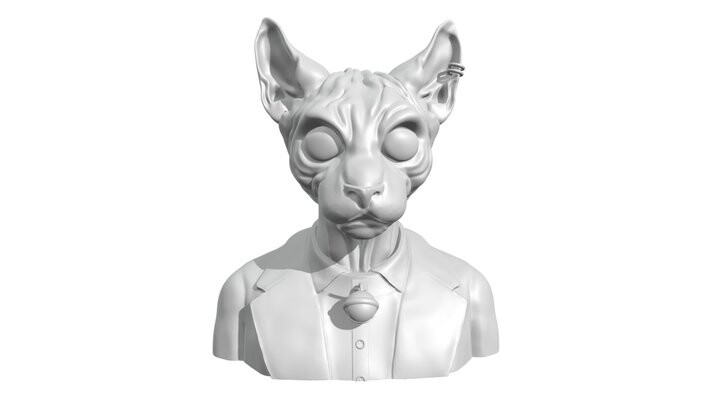 ArtStation - 3D modelling of Half body Cat Man - Gentless Sphynxs