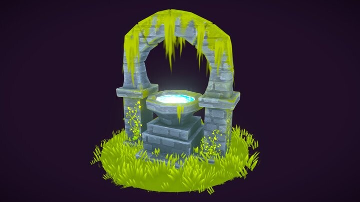 ArtStation - Low poly Stylized 3D art - Altar of Sacred Water