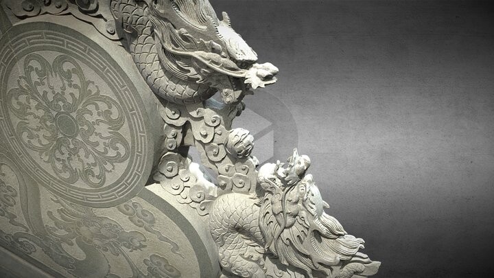 ArtStation - Stone carved dragon railing