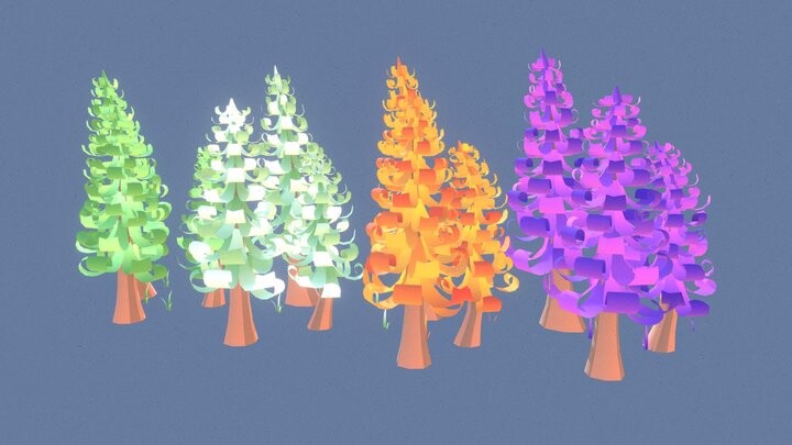 ArtStation - Stylized Low Poly Pine Trees