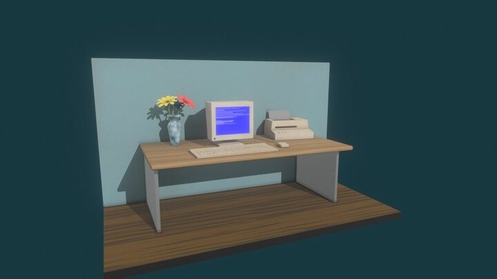 ArtStation - 80s Style Computer Desk - Hand Painted Materials Assignment