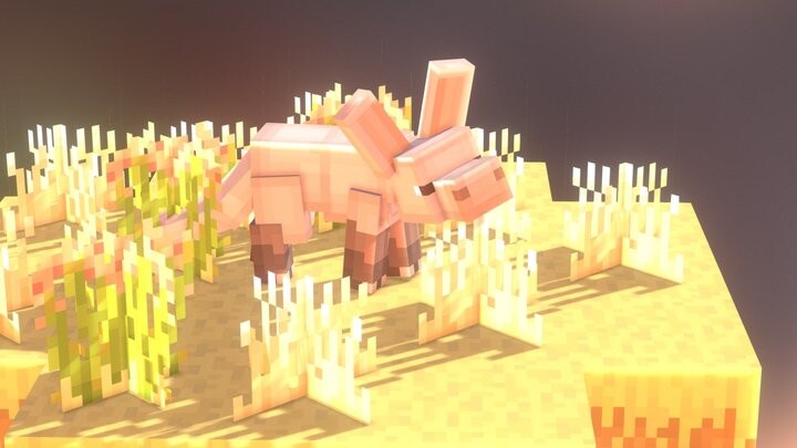 ArtStation - African Aardvark - Minecraft Savanna Scene Render