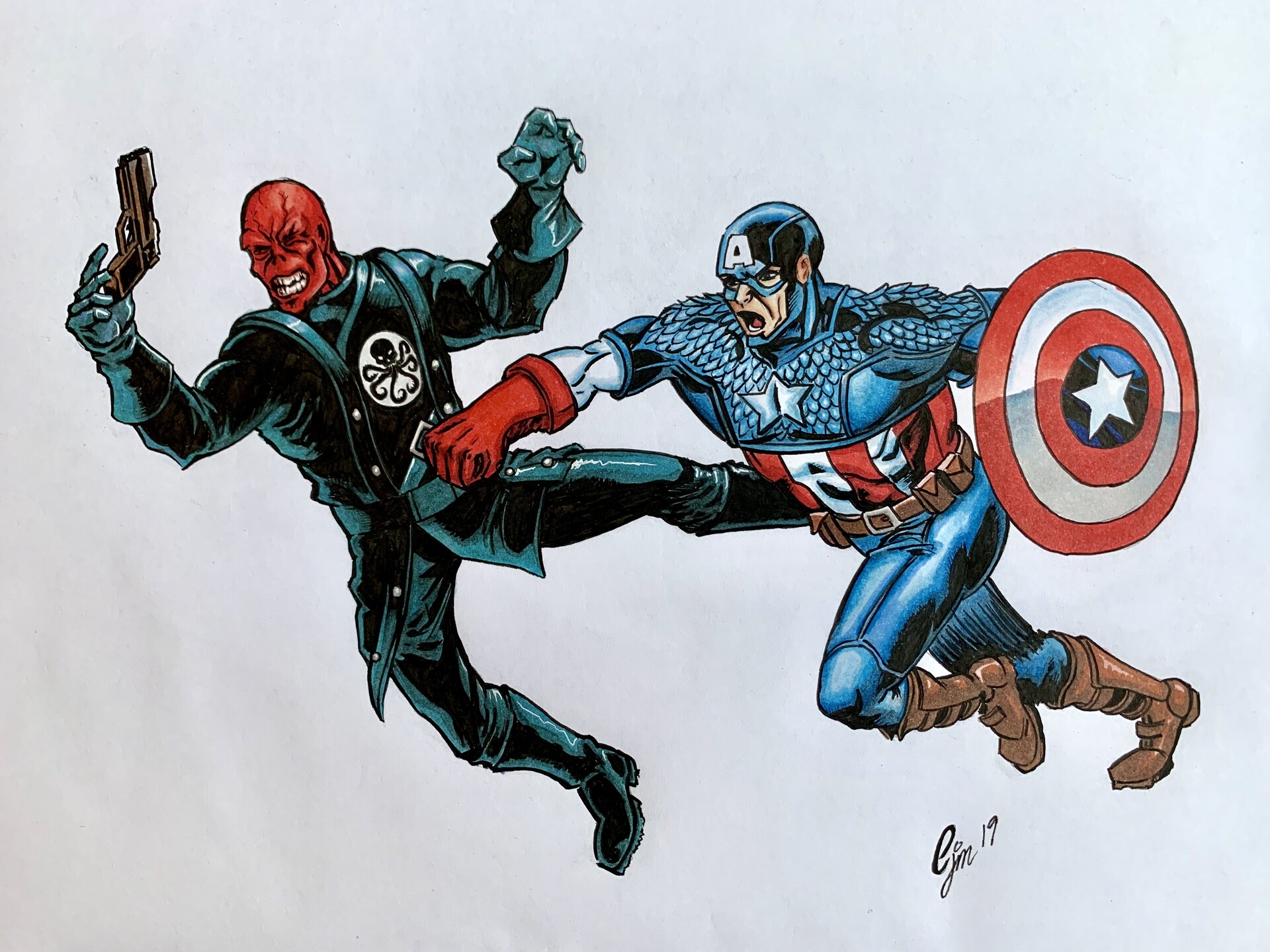 ArtStation - Red Skull & Captain America Punch Up
