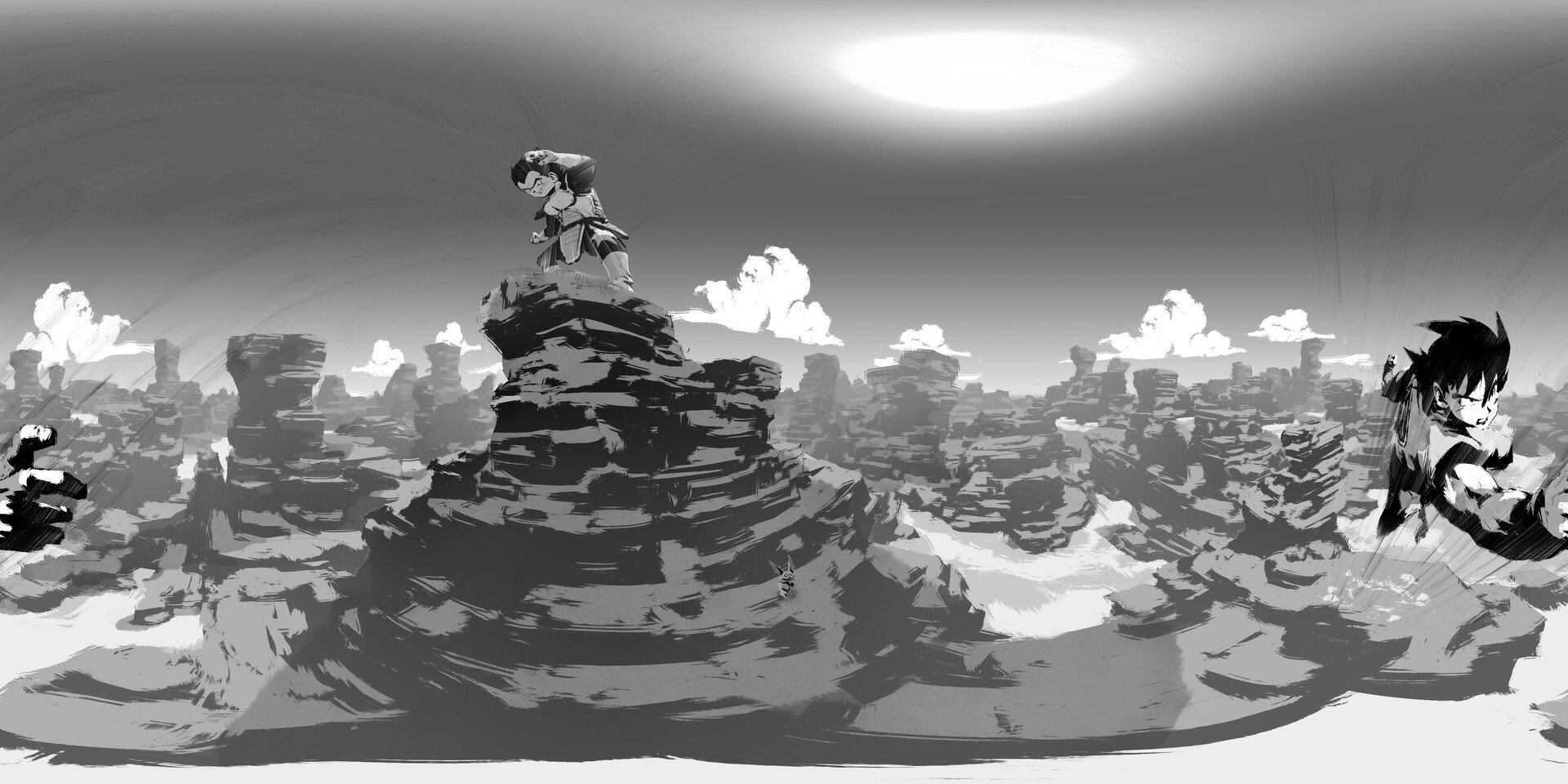 ArtStation - 360° Panoramic Illustration [Dragon Ball : Goku vs Vegeta]