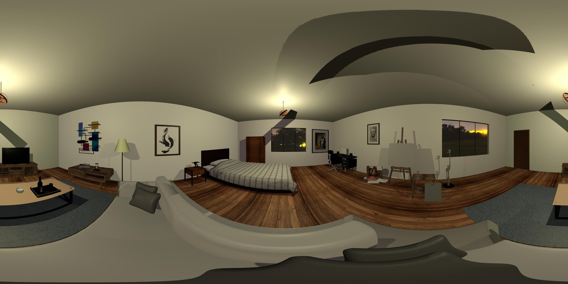 ArtStation - Unity3d // Artist studio house interior design| 360 ...
