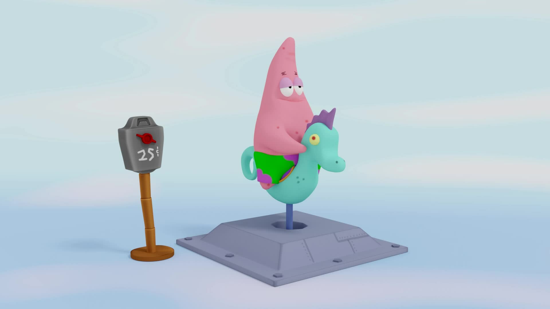 ArtStation - Patrick riding a seahorse