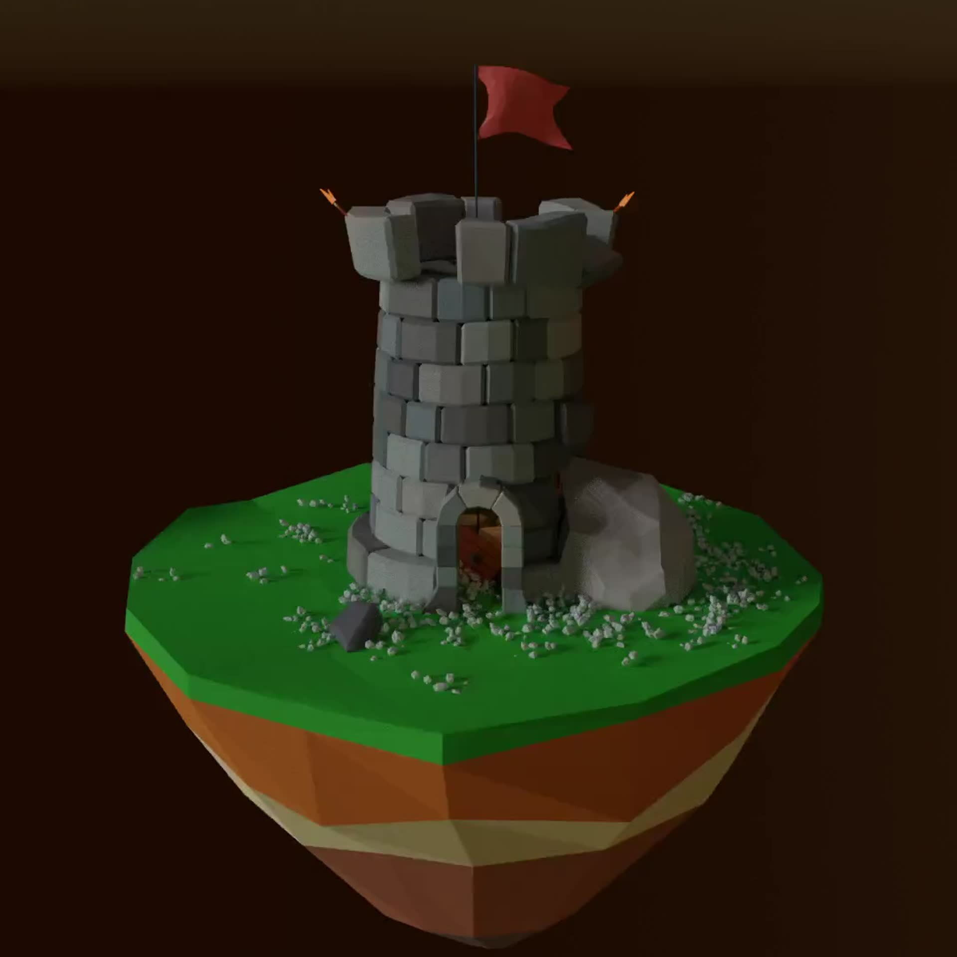 ArtStation - Low poly medieval tower design / Game building design