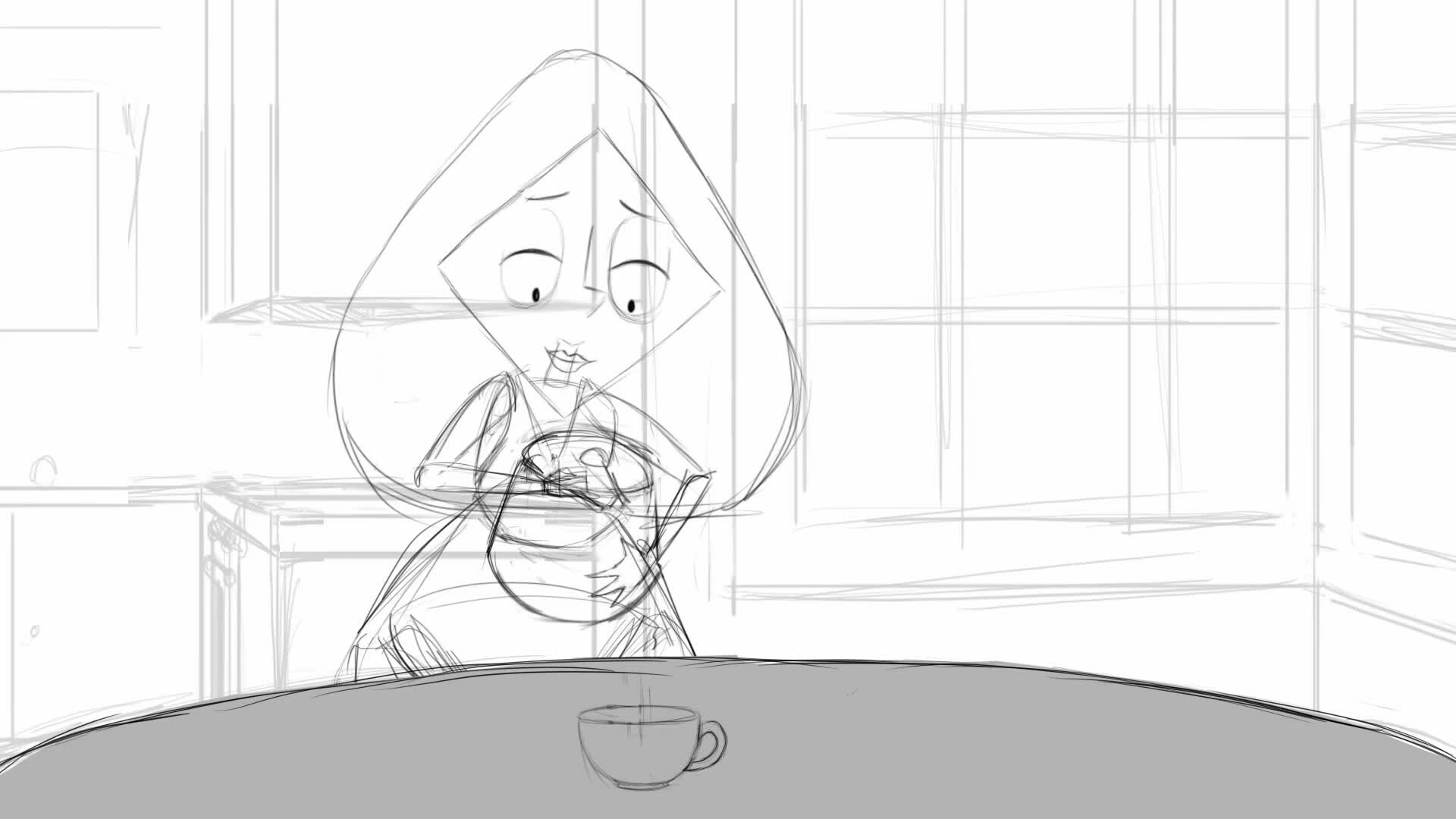 ArtStation - pouring tea- pencil test