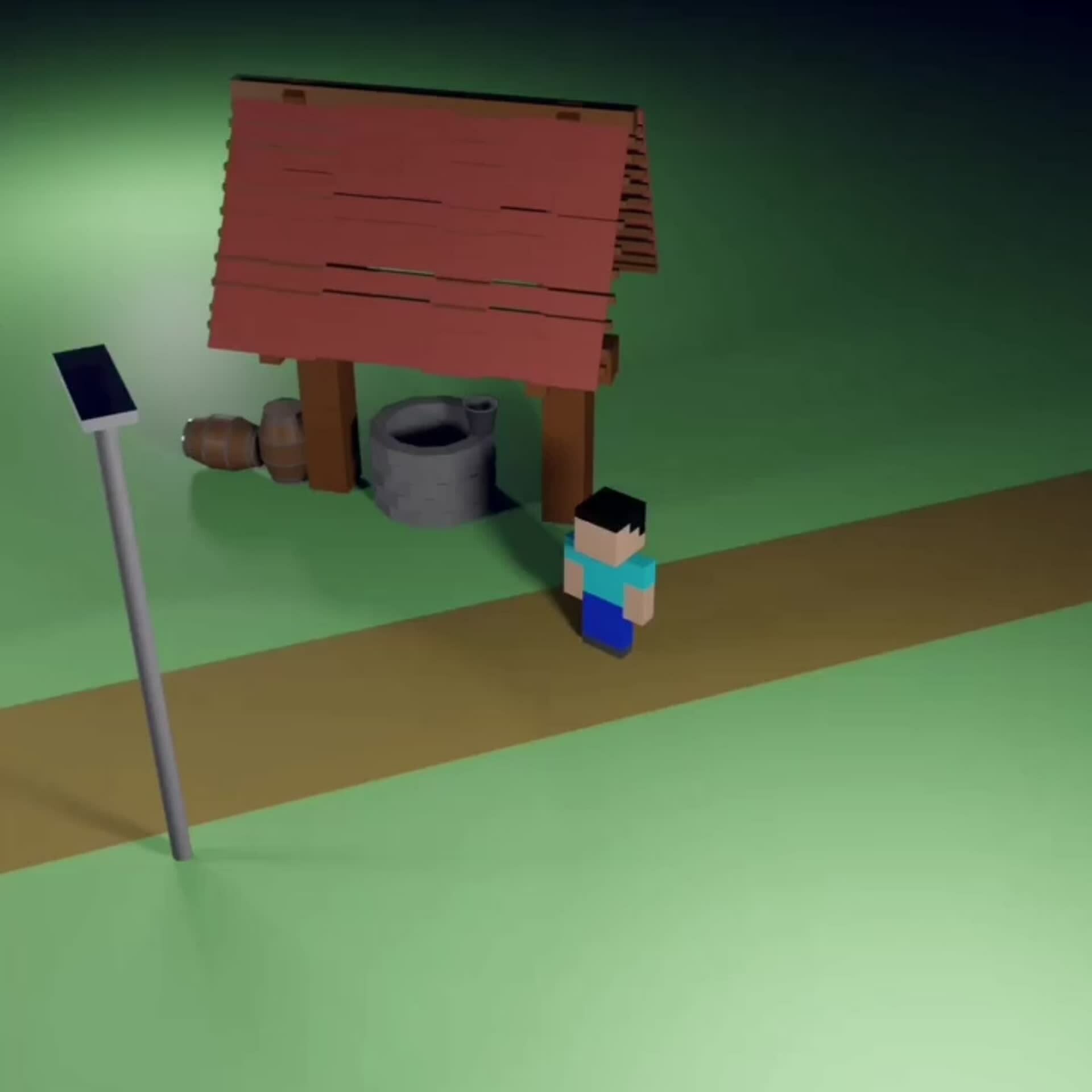 ArtStation - A simple scene feat minecraft steve