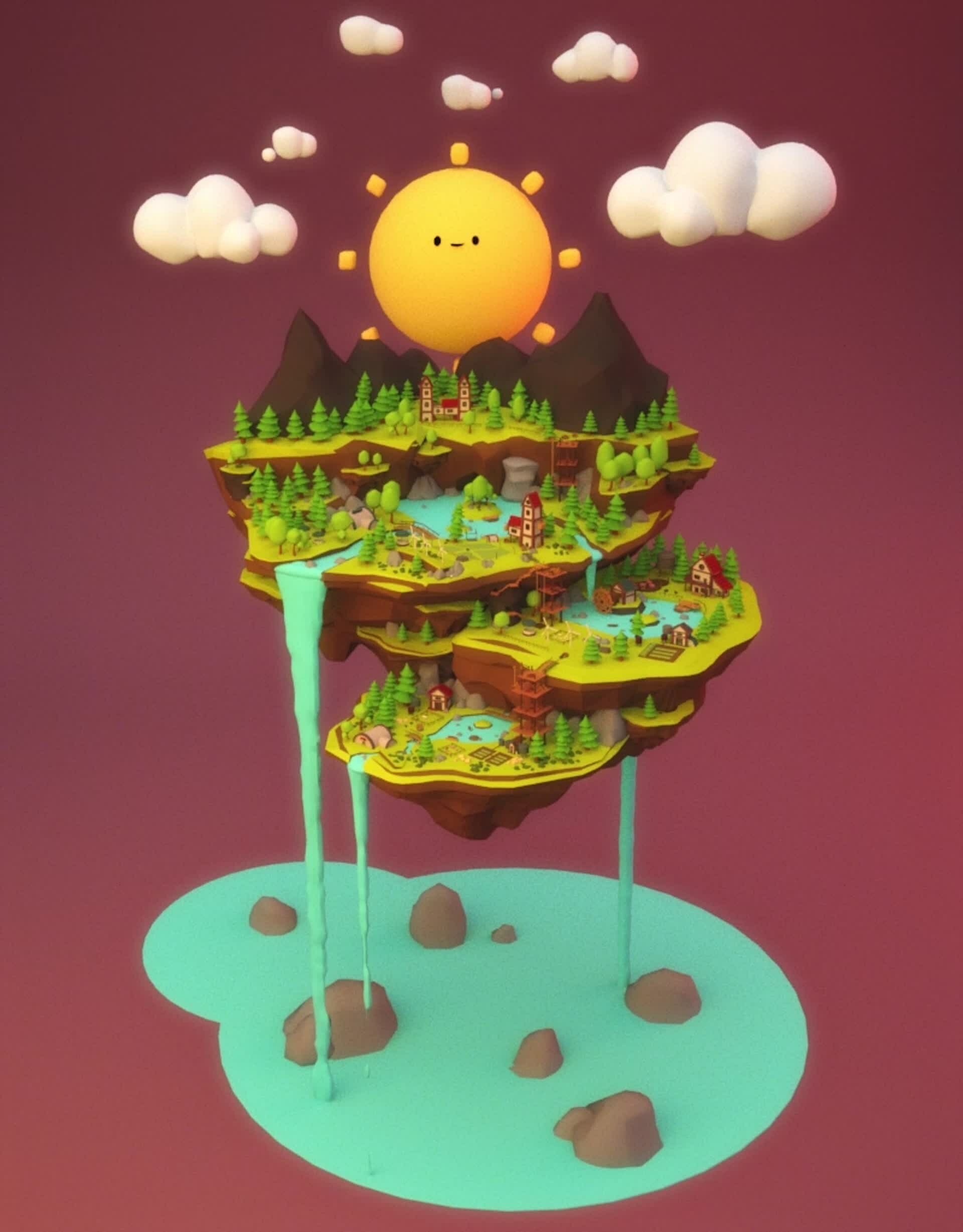 ArtStation - Low Poly Floating Island