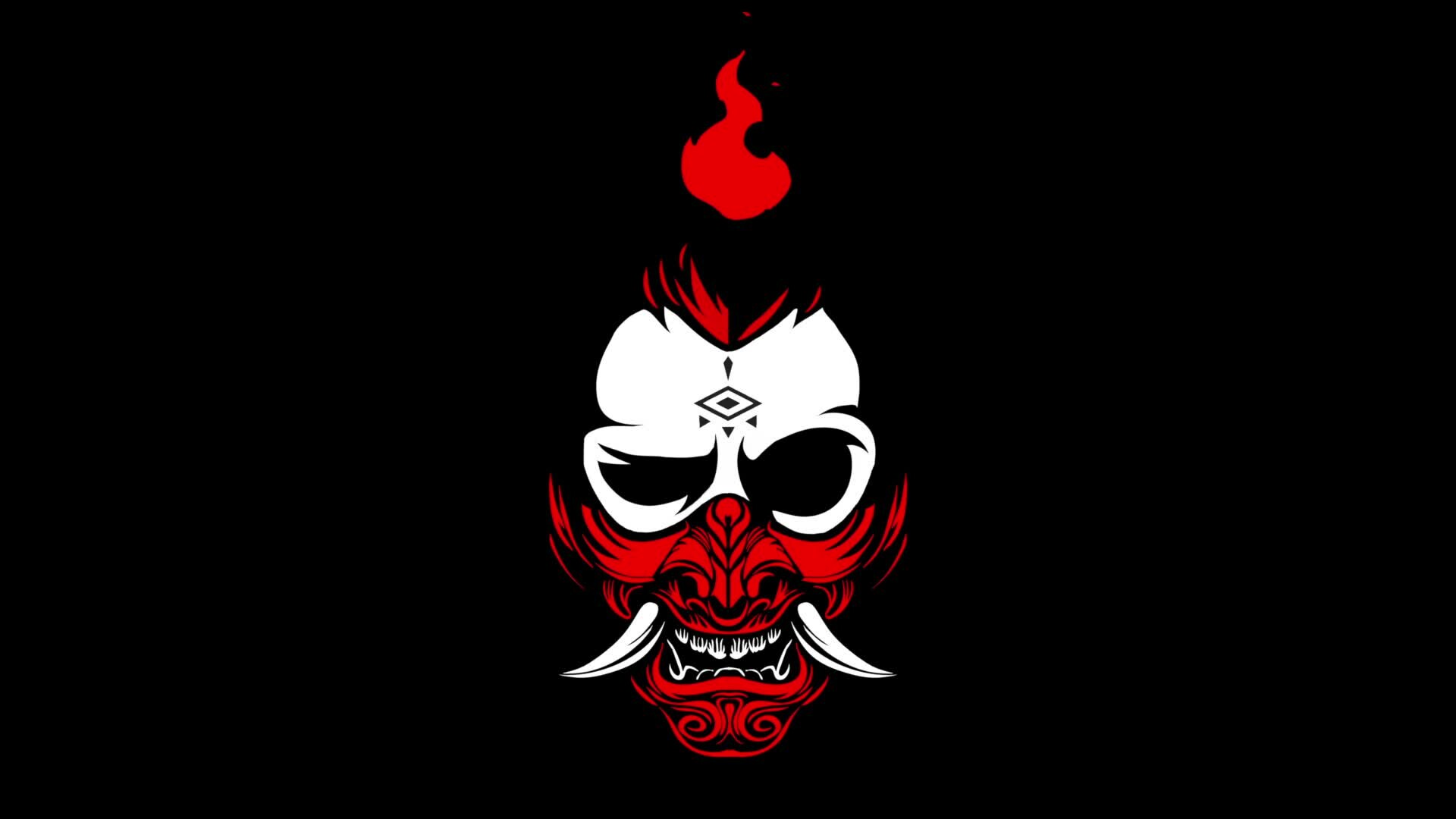 ArtStation - animated samurai mask with flame