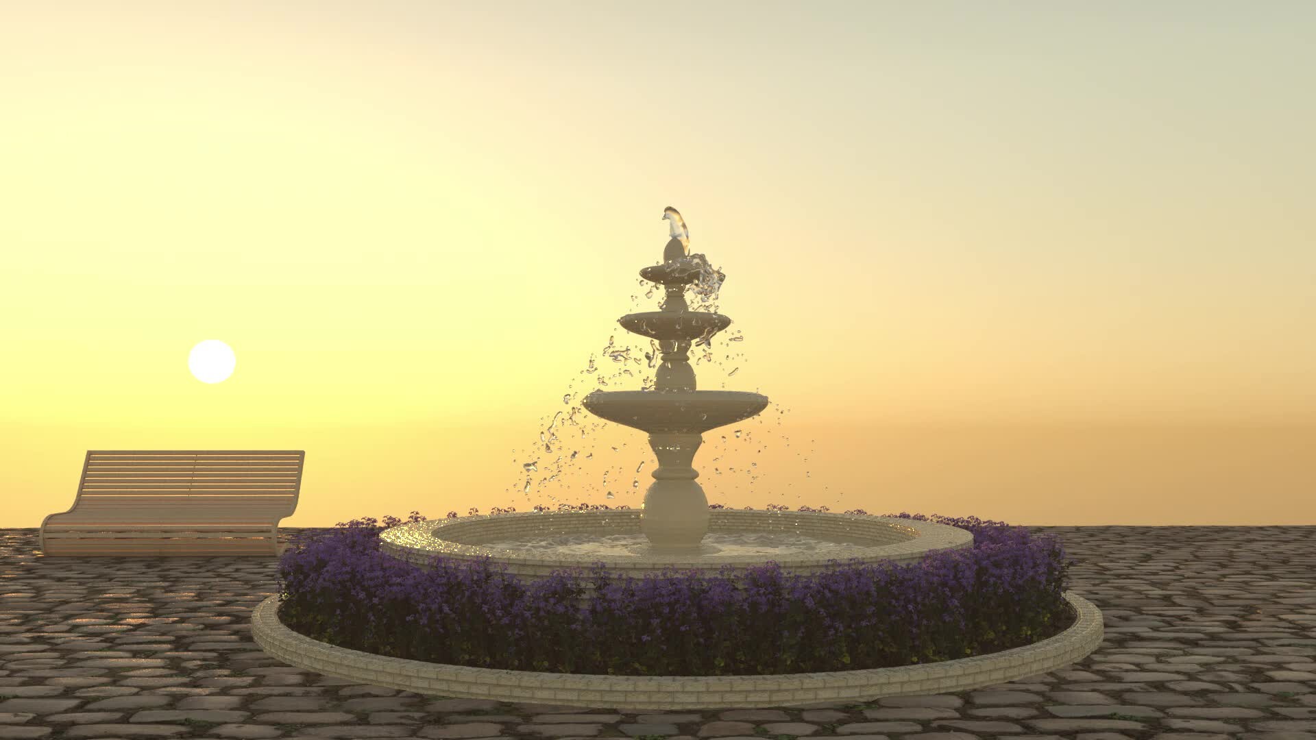 ArtStation - park water fountain scene