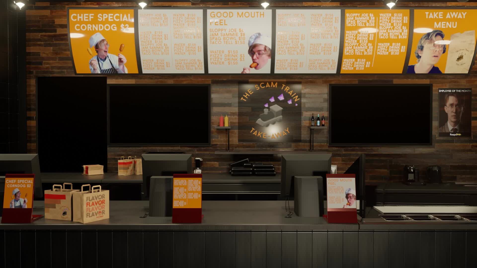 ArtStation - Scene Commission - Fast food restaurant