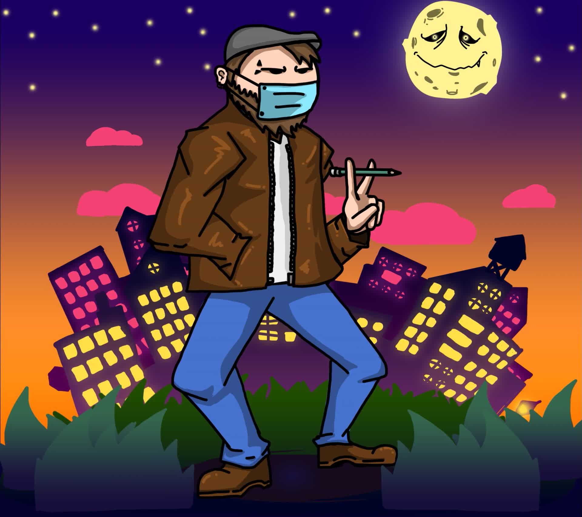 ArtStation - Animated selfie in the night life