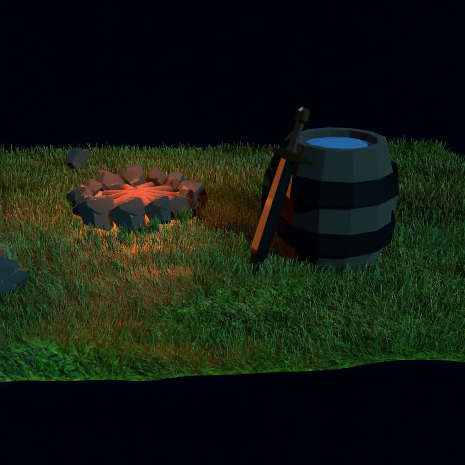 ArtStation - Low poly fantasy night light mashup