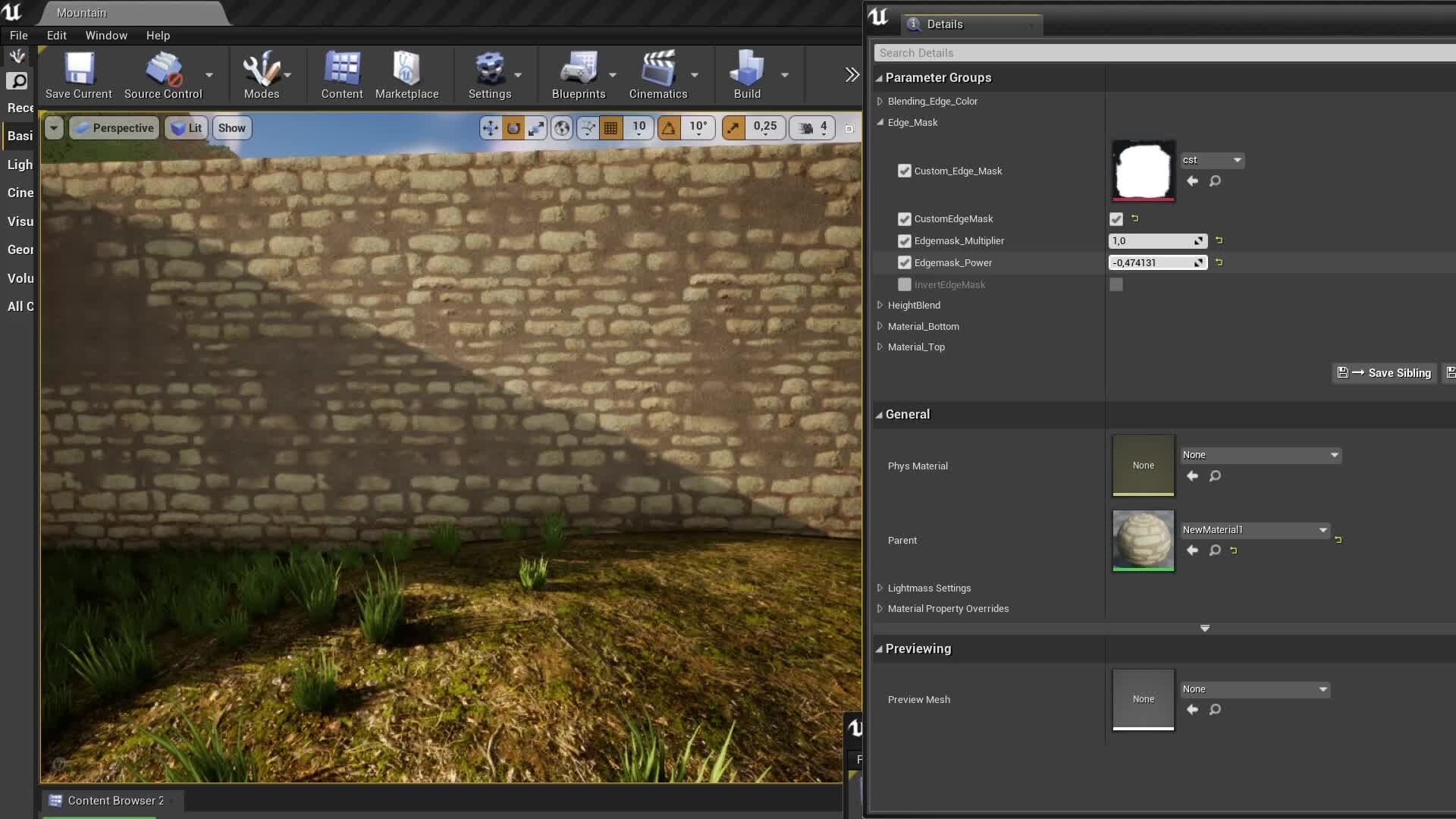 ArtStation - Unreal Engine - Height Blended Wall Shader Test