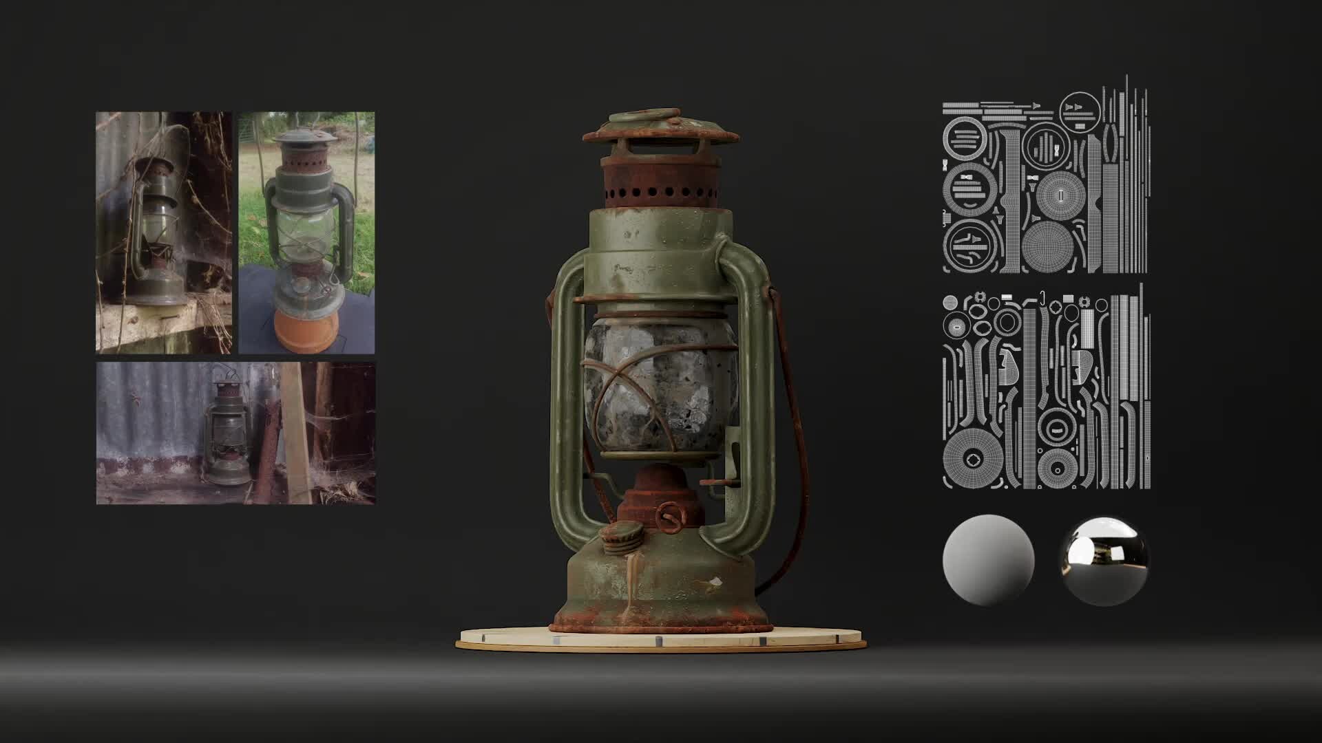Merlin Perry - Lantern 3D Asset Study - Modelling and Texturing Look-dev