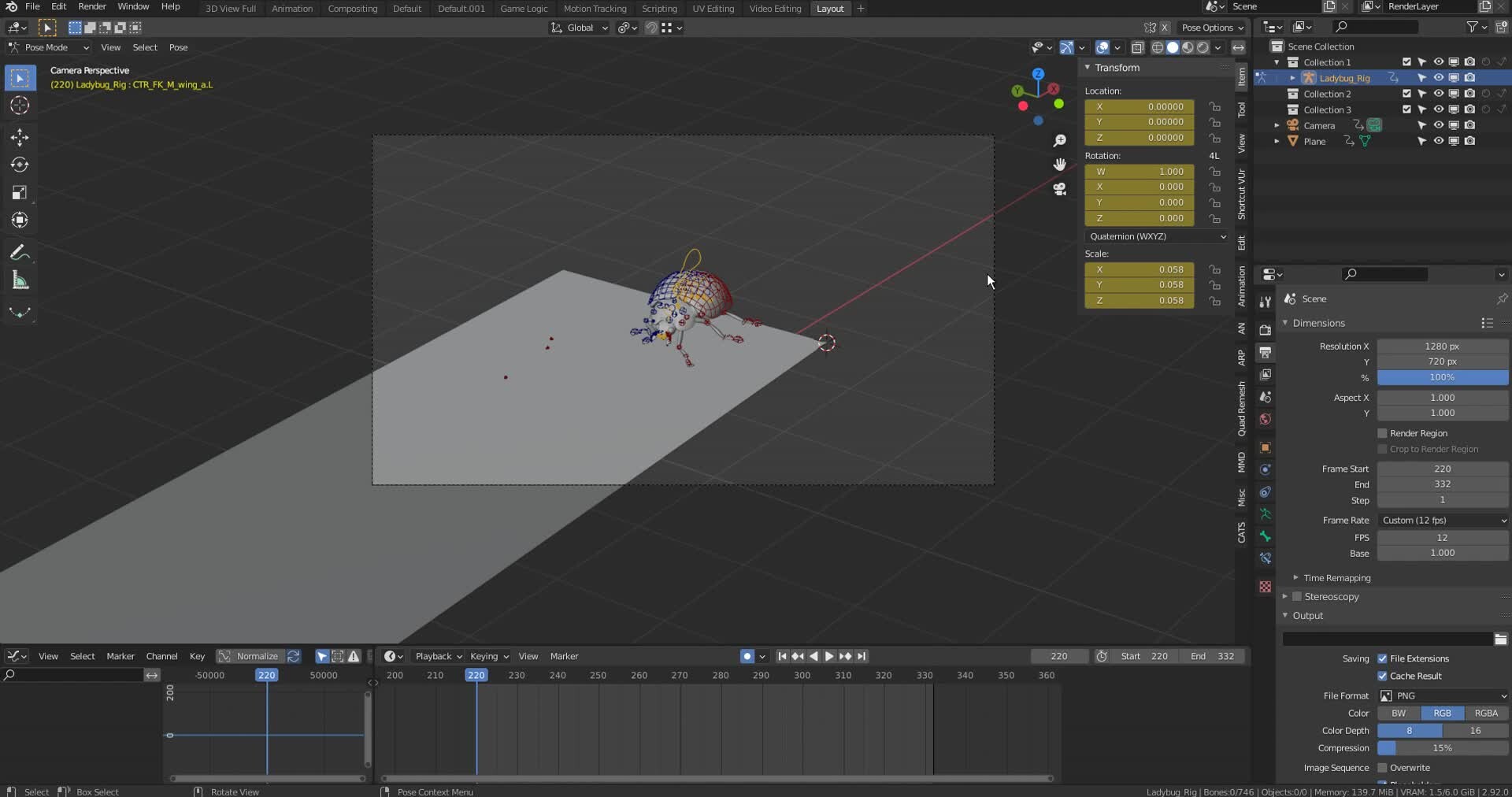 ArtStation - lady bug crawl and fly game animation