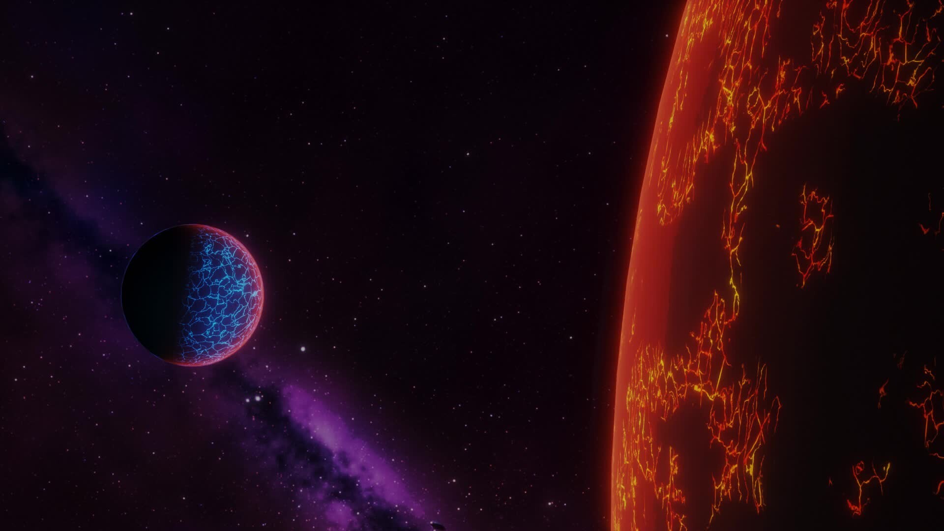 ArtStation - Small blue planet orbiting large red planet