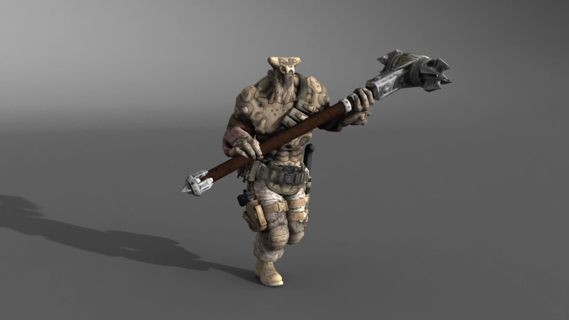 ArtStation - Run Cycle - Heavy Weapon Animation