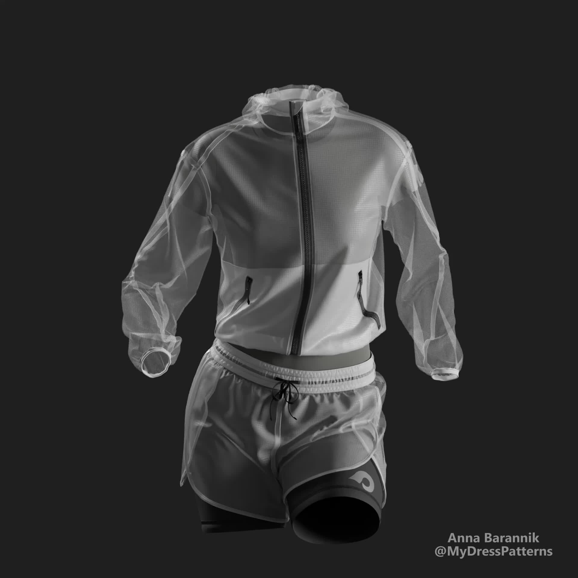 ArtStation - Running animation of a translucent shorts and jacket