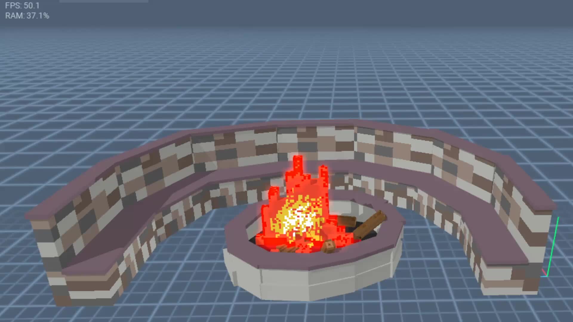 ArtStation - firepit + bench (voxedit)