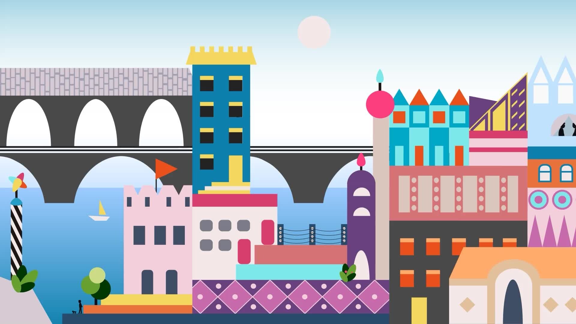 ArtStation - 2d animation. City.