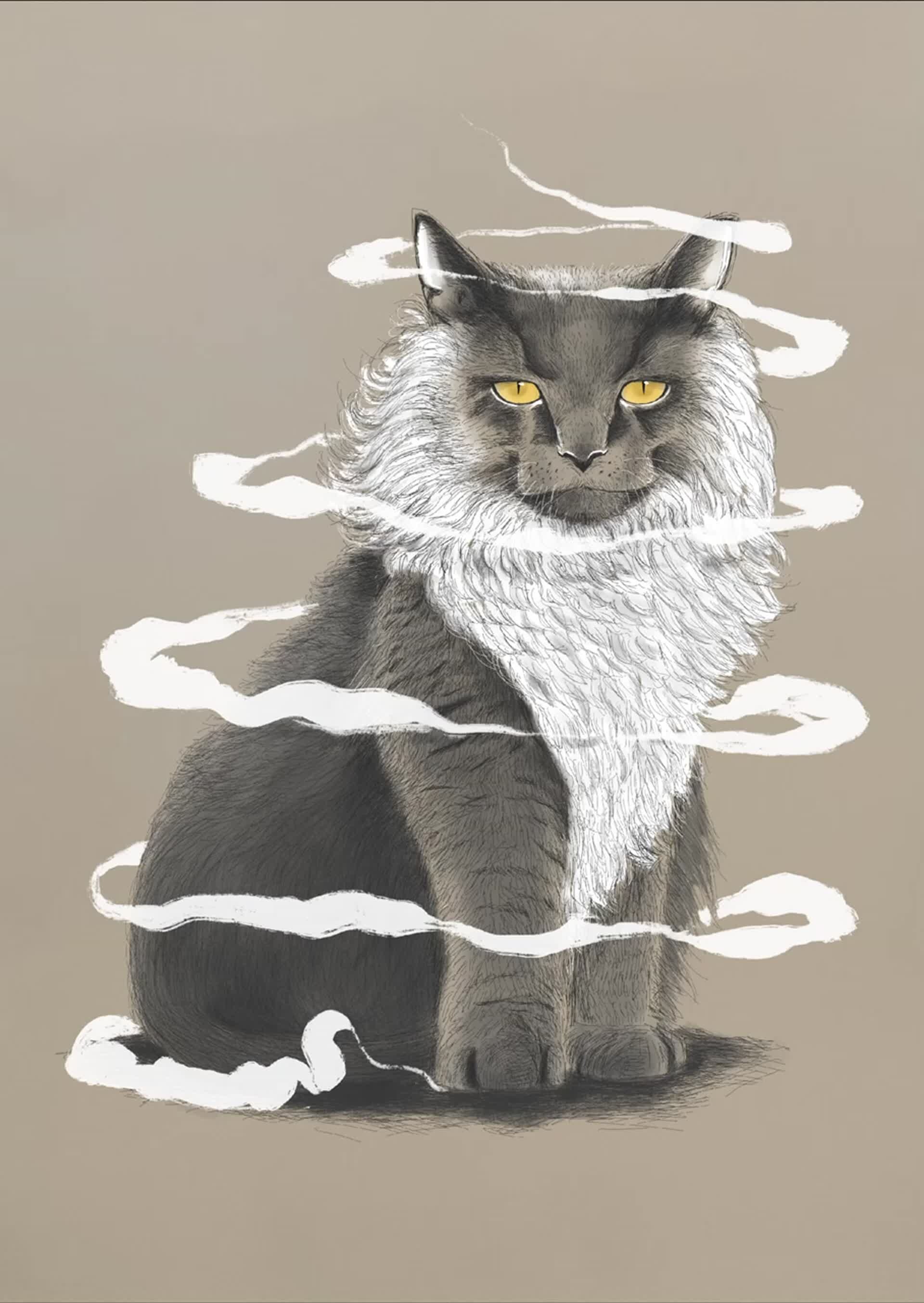 ArtStation - Cat Covered In White Smoke