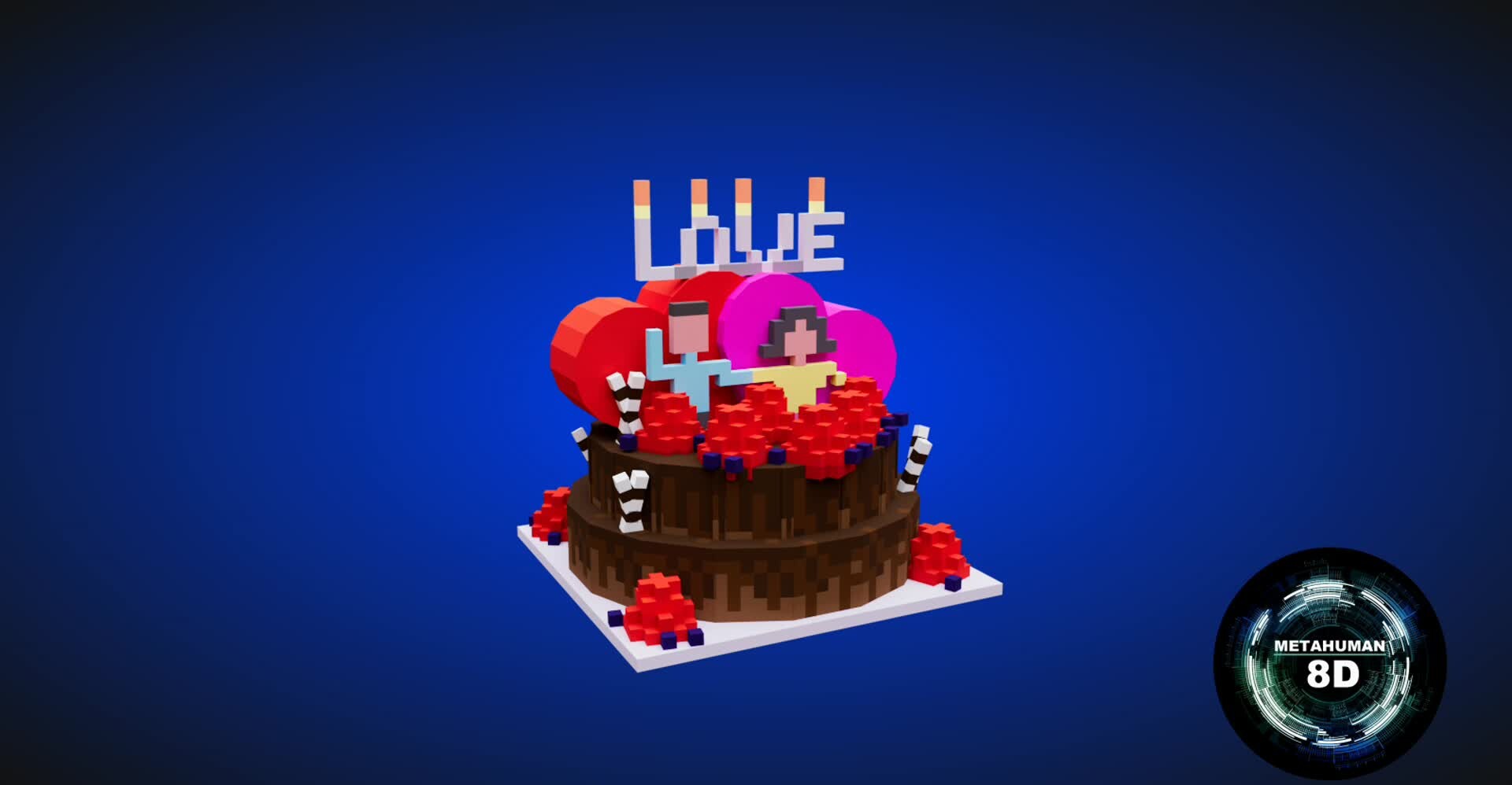 ArtStation - [Voxel Art] Love Choco Strawberry Cake & Money Choco ...