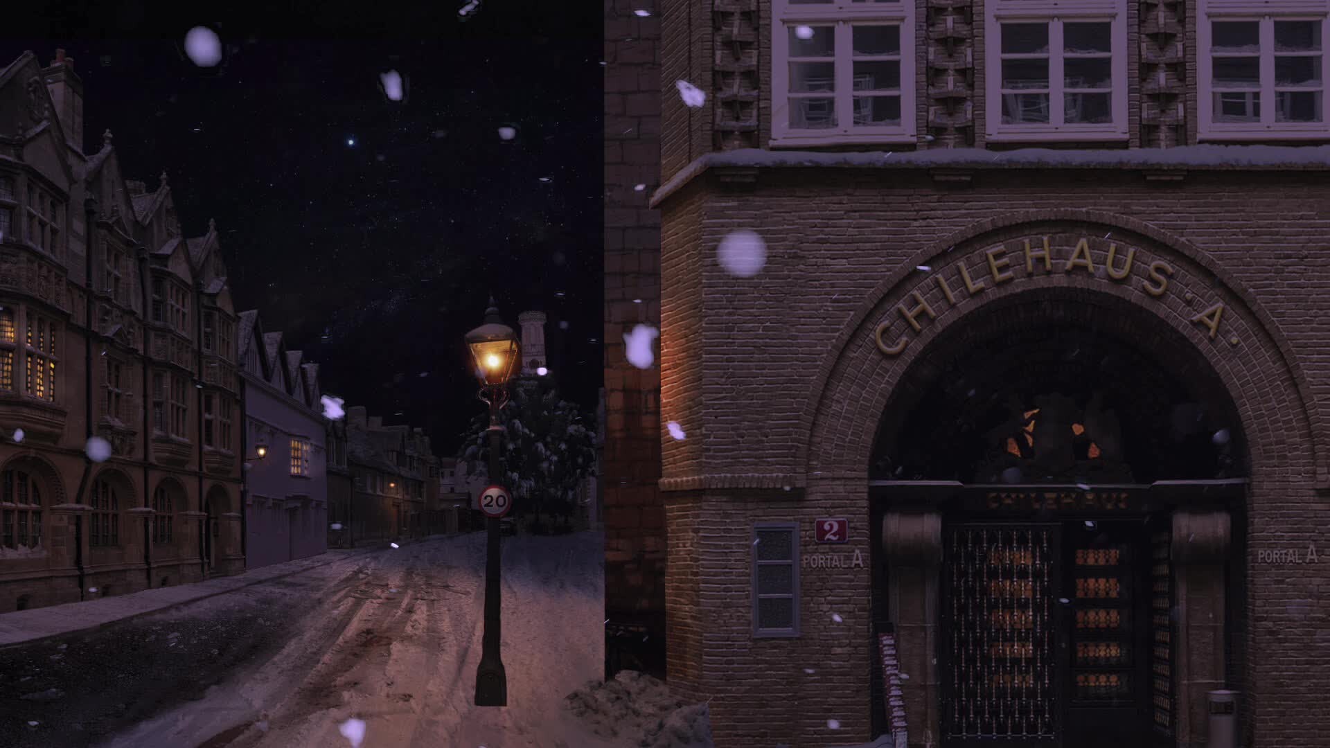 ArtStation - Snowy Night London Street | DMP: Set Extension
