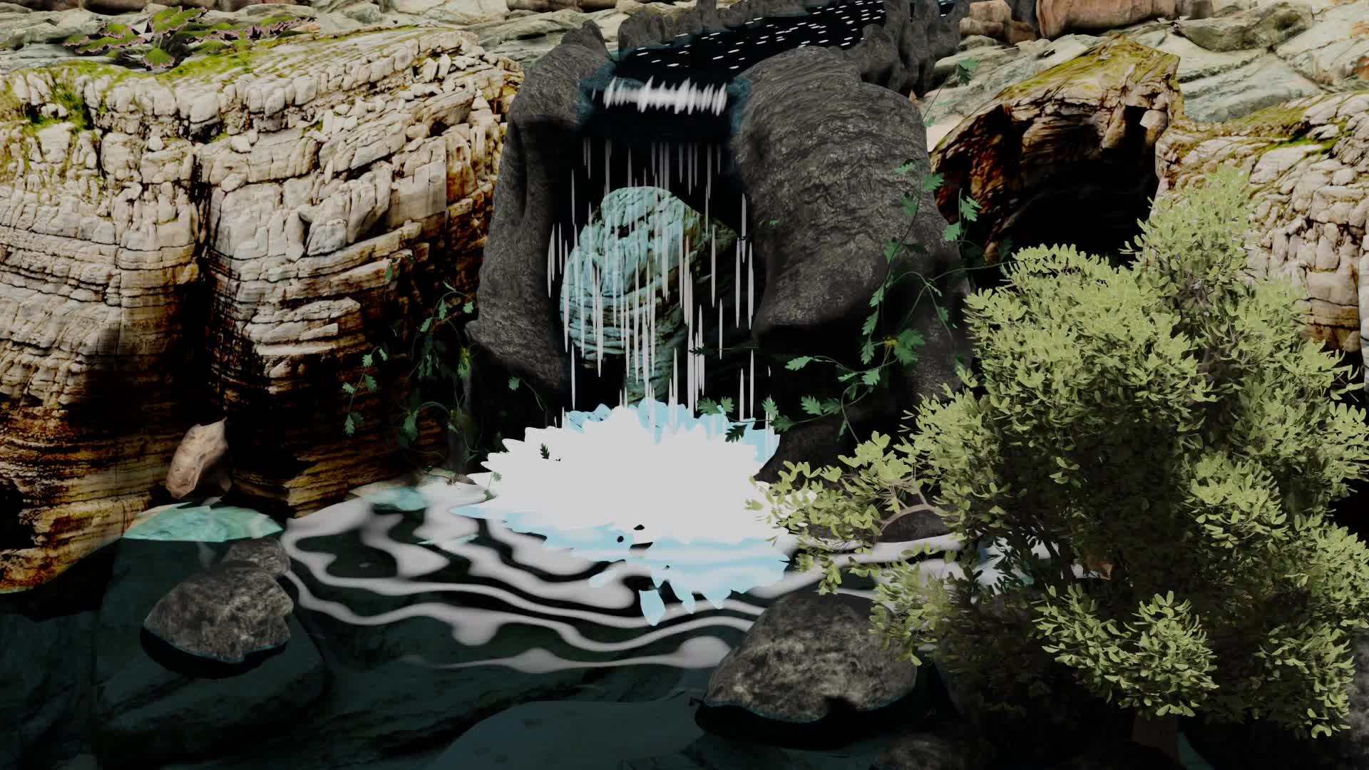 ArtStation - Stylized waterfall