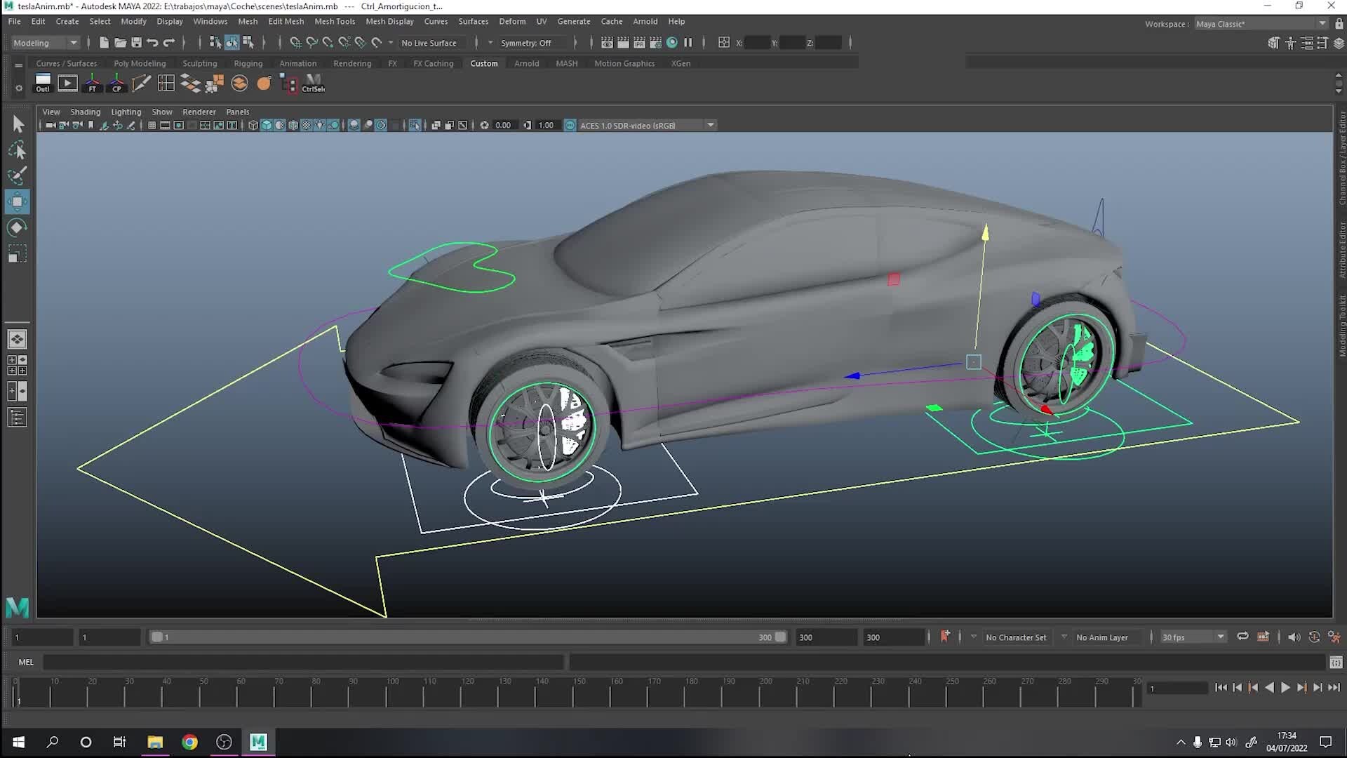 ArtStation - Rig and animation tesla car model