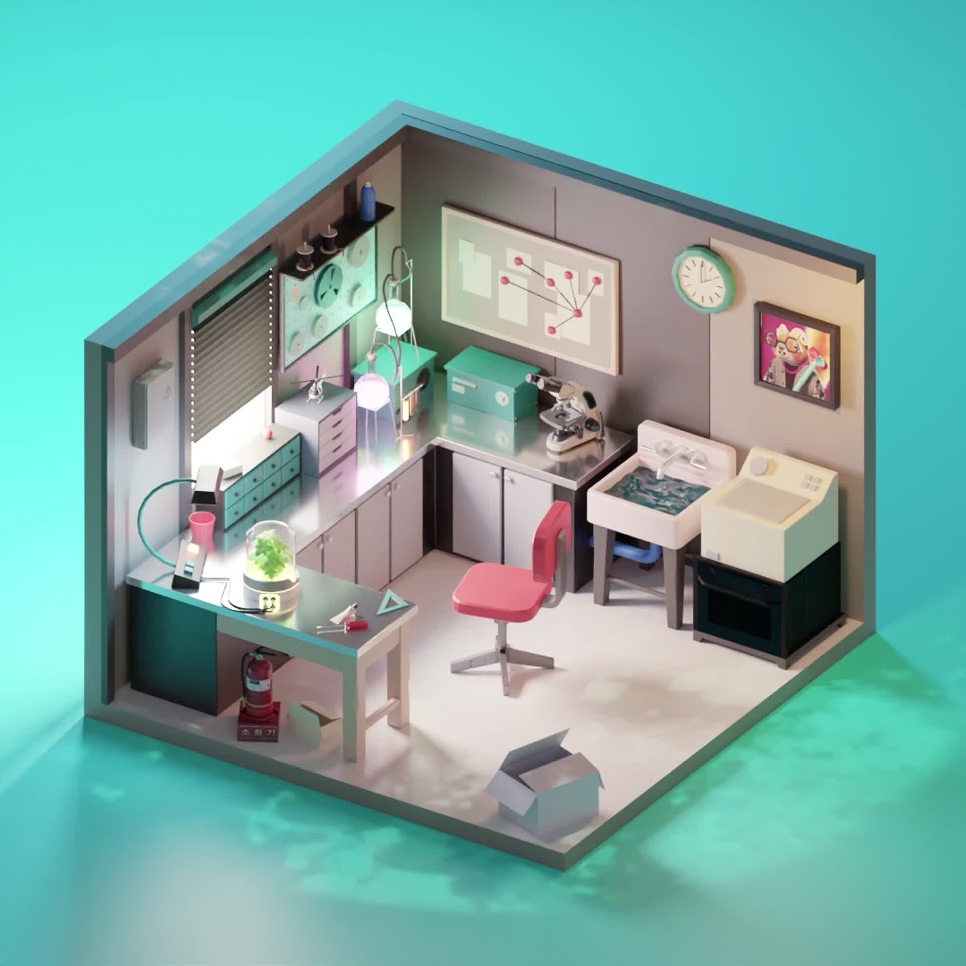 ArtStation - Isometric Biotech room