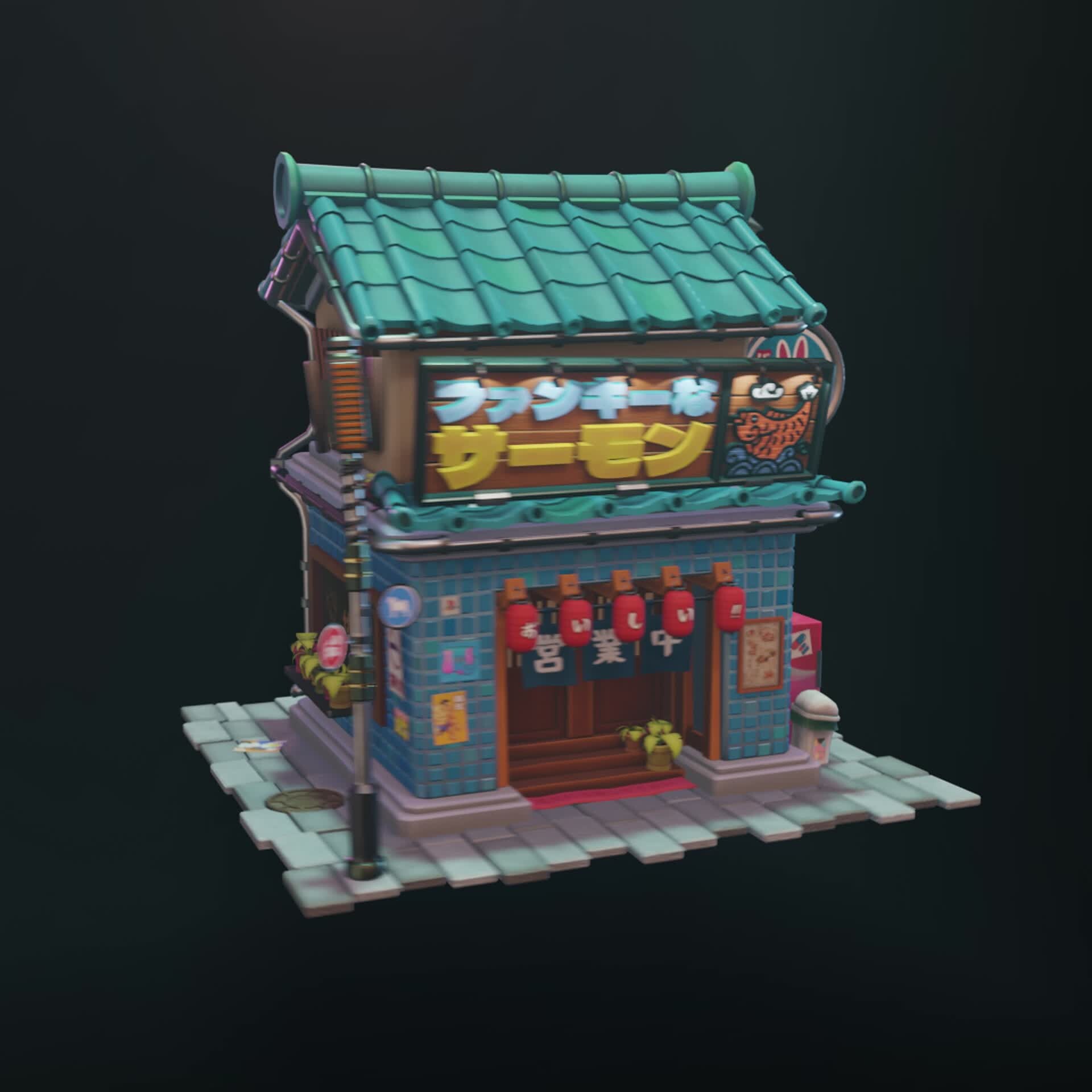 ArtStation - Stylized Japanese Store Building