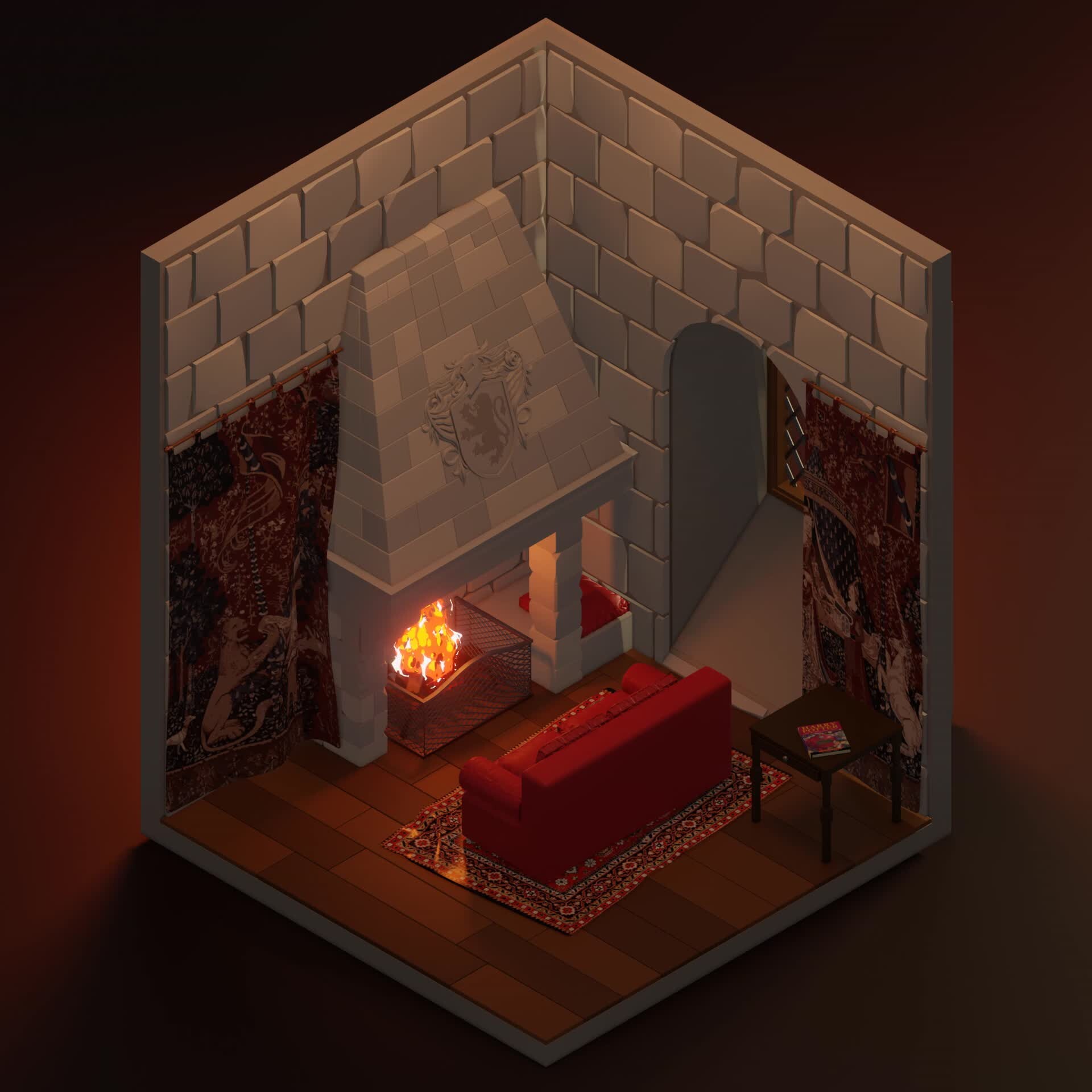 ArtStation - Monthly Render - November - Gryffindor Common Room