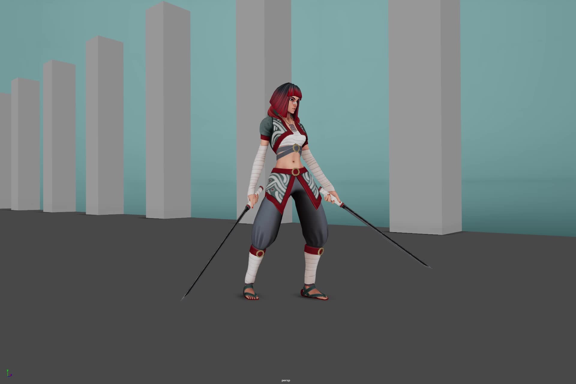 ArtStation - 3d animation combo double sword