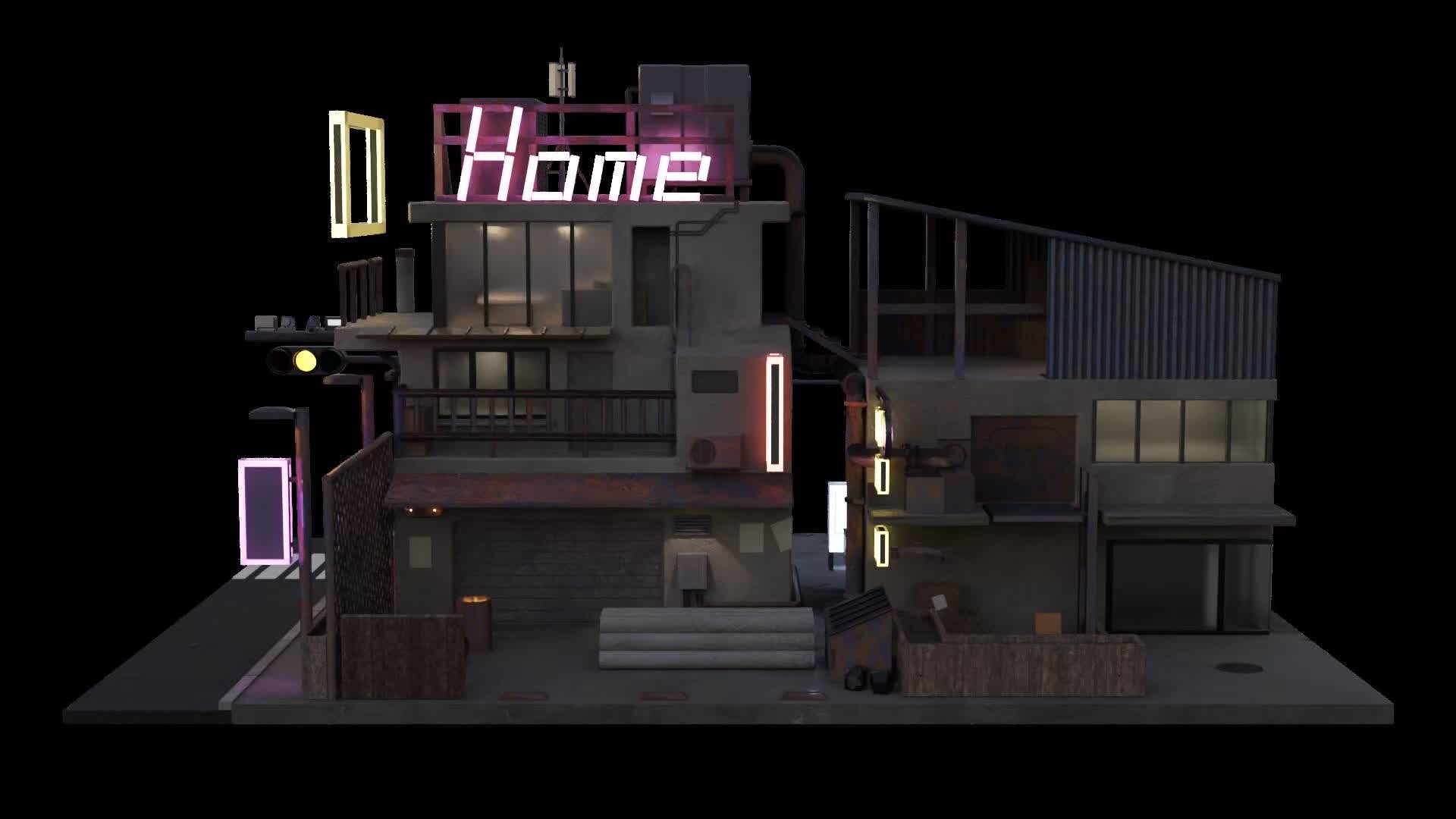 ArtStation - cyberpunk buildings v9