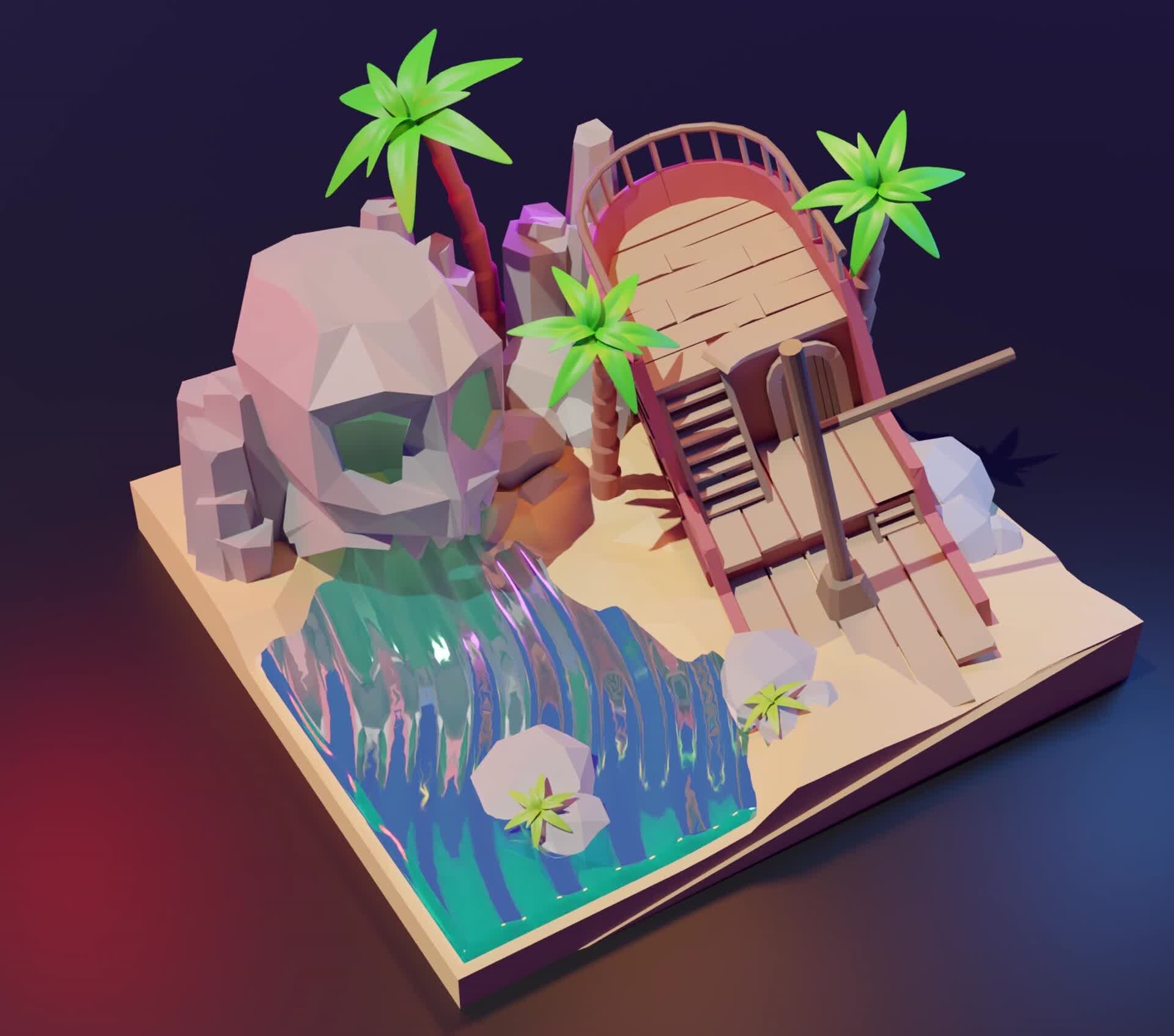 ArtStation - Low poly Pirate Island