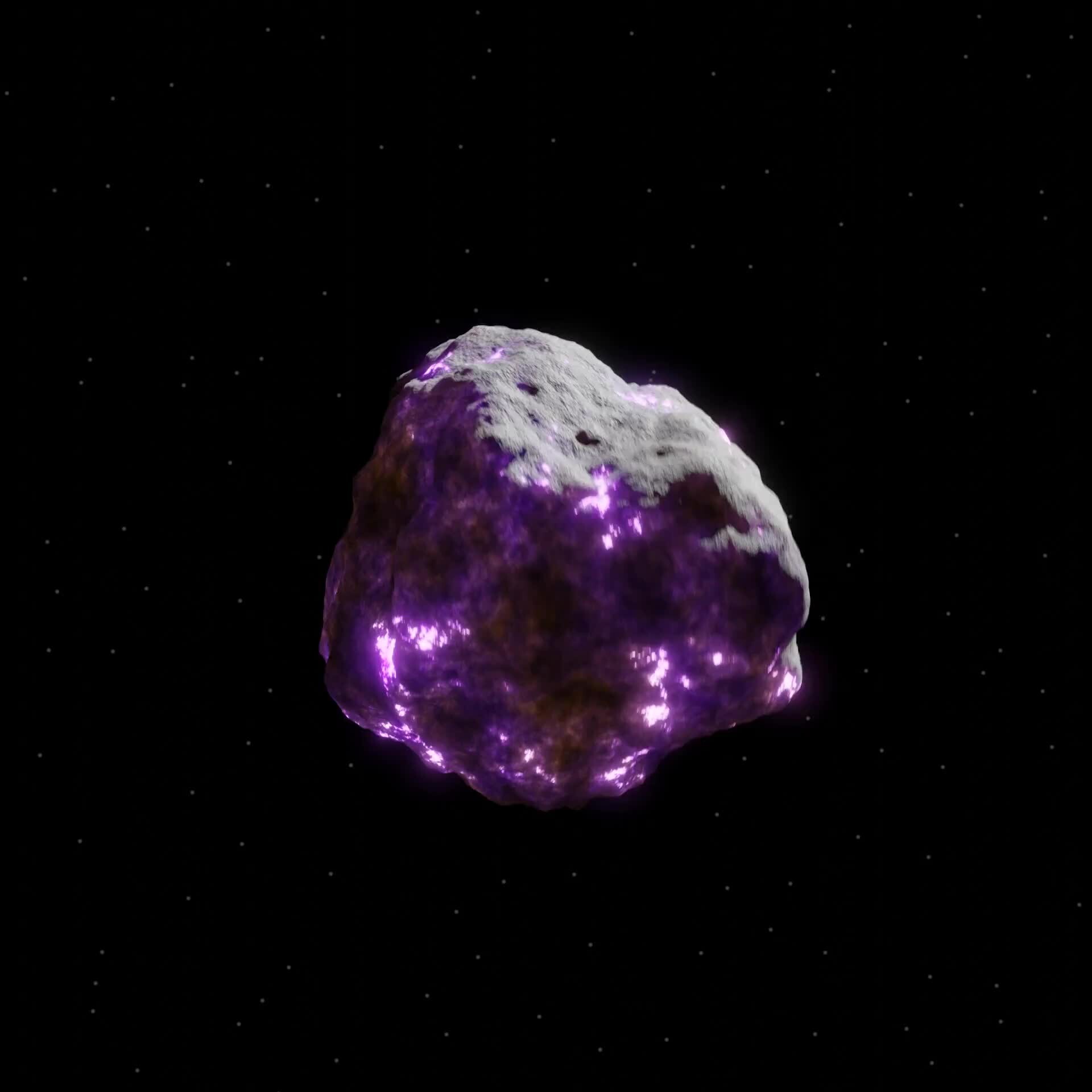 ArtStation - Glowing purple asteroid in space